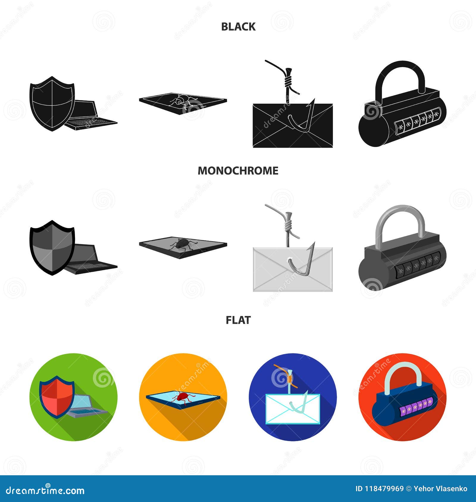 Hacker System Connection Hackers And Hacking Set Collection Icons In Black Flat Monochrome