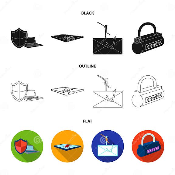 Hacker System Connection Hackers And Hacking Set Collection Icons In Black Flat Outline Style