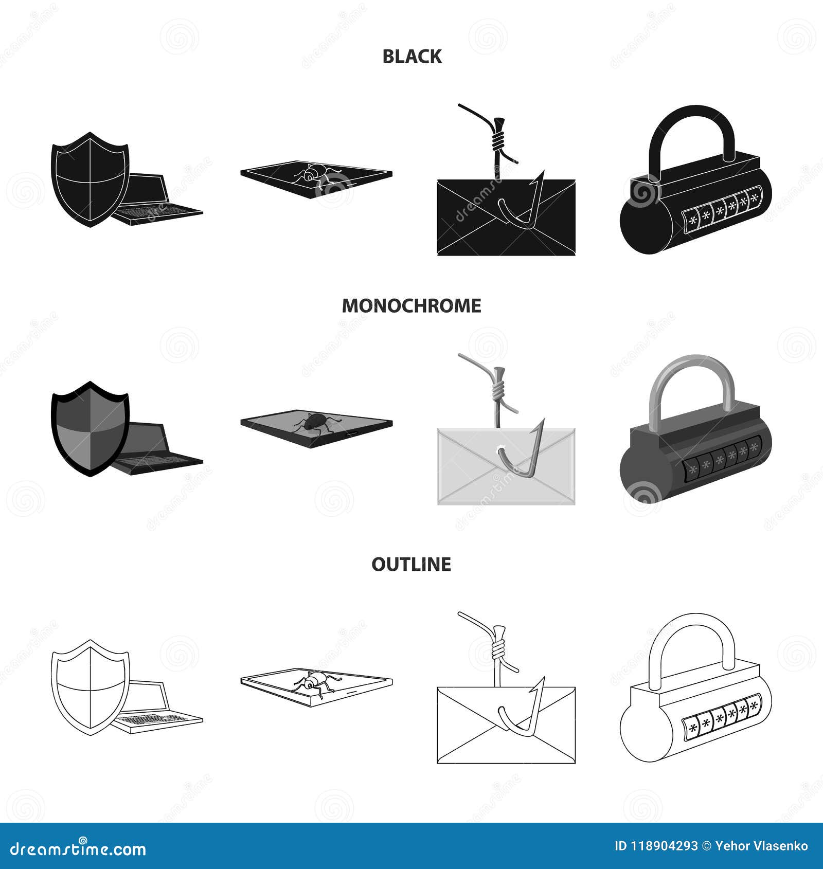 Hacker System Connection Hackers And Hacking Set Collection Icons In Black Monochrome Outline