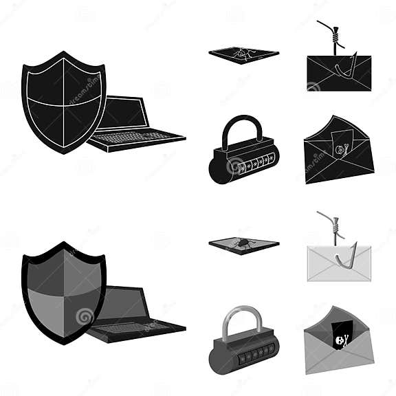 Hacker System Connection Hackers And Hacking Set Collection Icons In Blackmonochrome Style