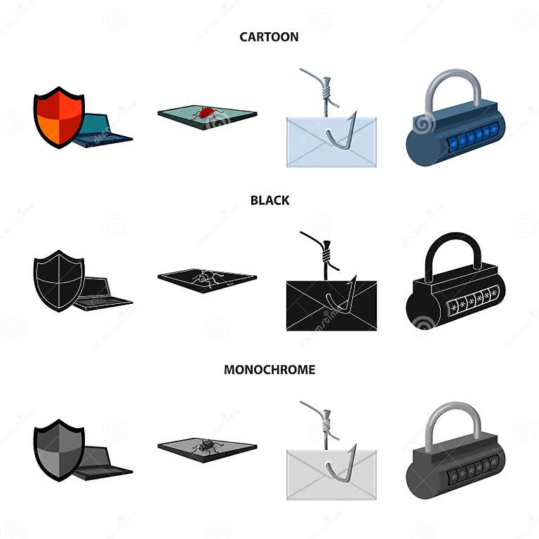 Hacker System Connection Hackers And Hacking Set Collection Icons In Cartoon Black Monochrome