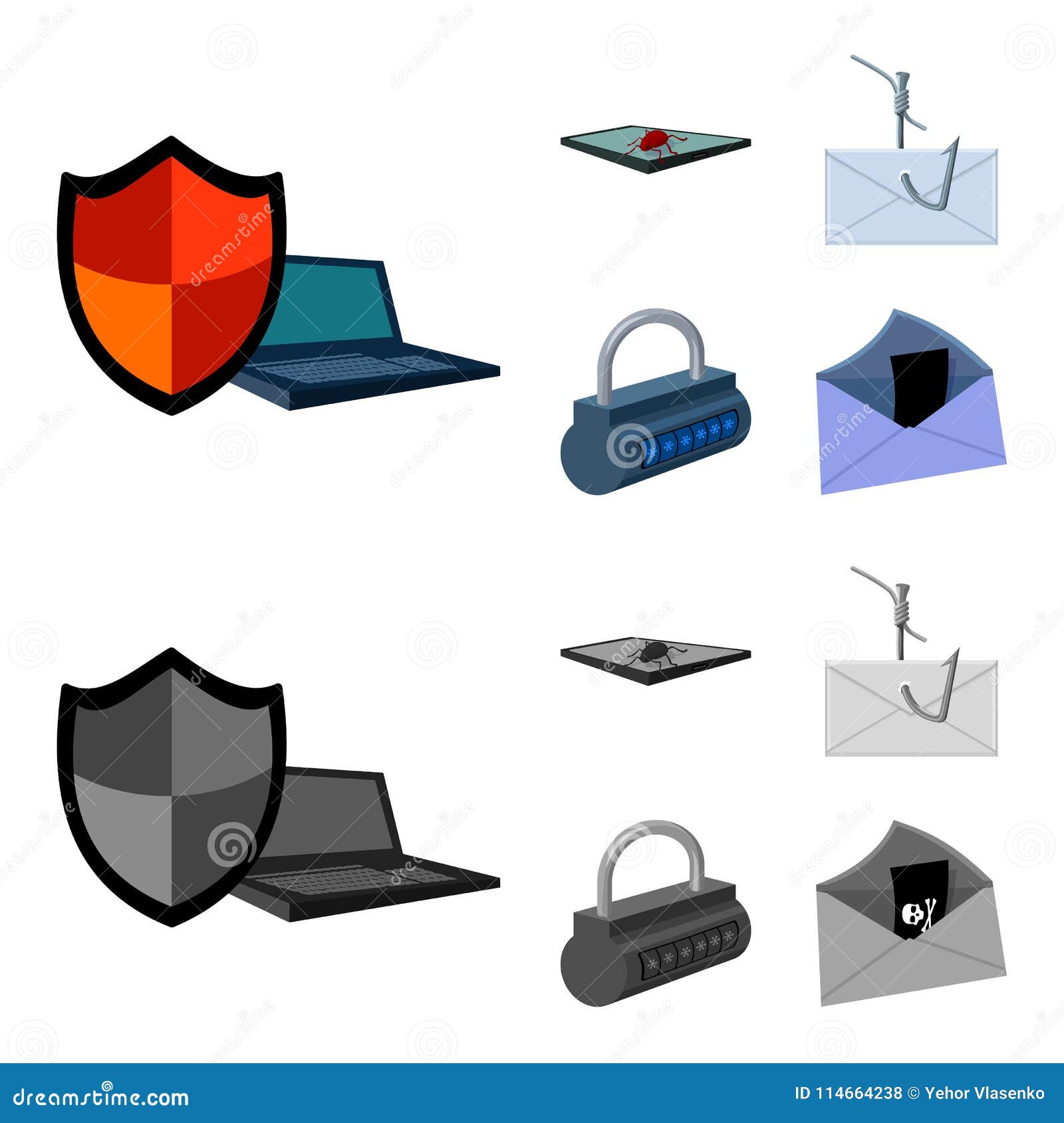 Hacker System Connection Hackers And Hacking Set Collection Icons In Cartoonmonochrome Style