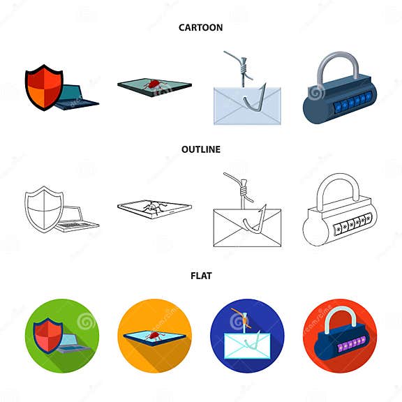 Hacker System Connection Hackers And Hacking Set Collection Icons In Cartoon Outline Flat
