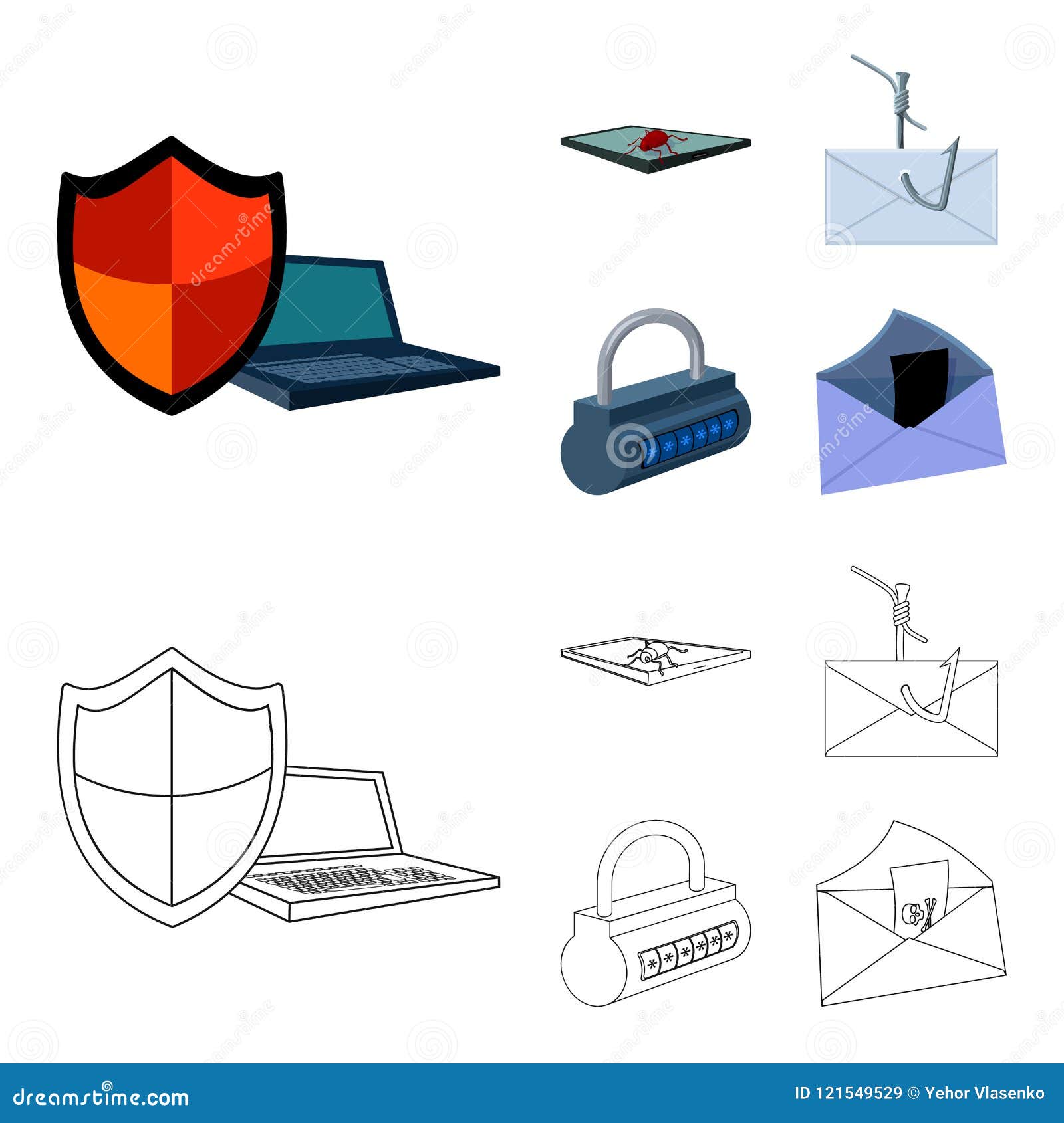 Hacker System Connection Hackers And Hacking Set Collection Icons In Cartoon Outline Style