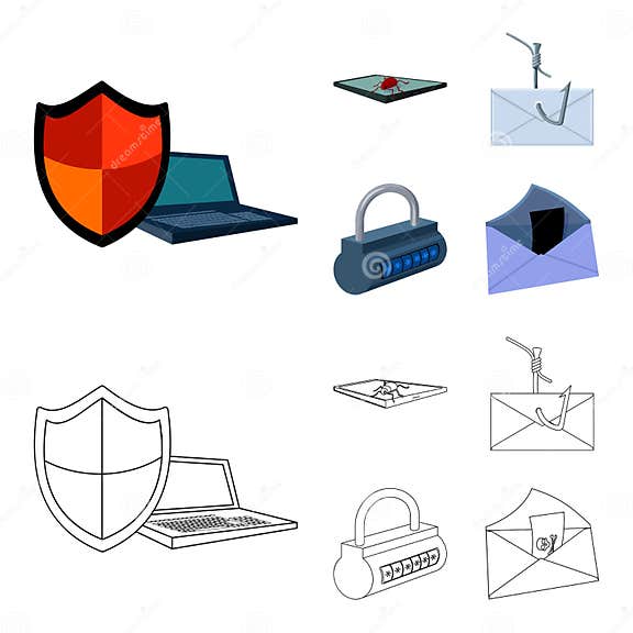 Hacker System Connection Hackers And Hacking Set Collection Icons In Cartoonoutline Style 