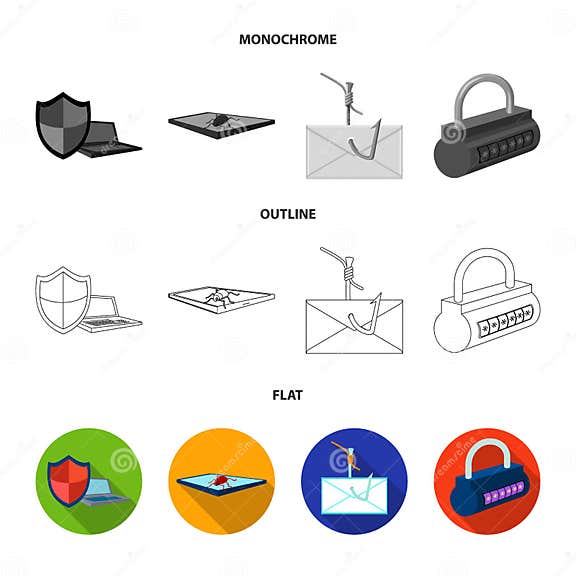 Hacker System Connection Hackers And Hacking Set Collection Icons In Flat Outline Monochrome