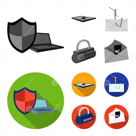 Hacker System Connection Hackers And Hacking Set Collection Icons In Monochrome Flat Style