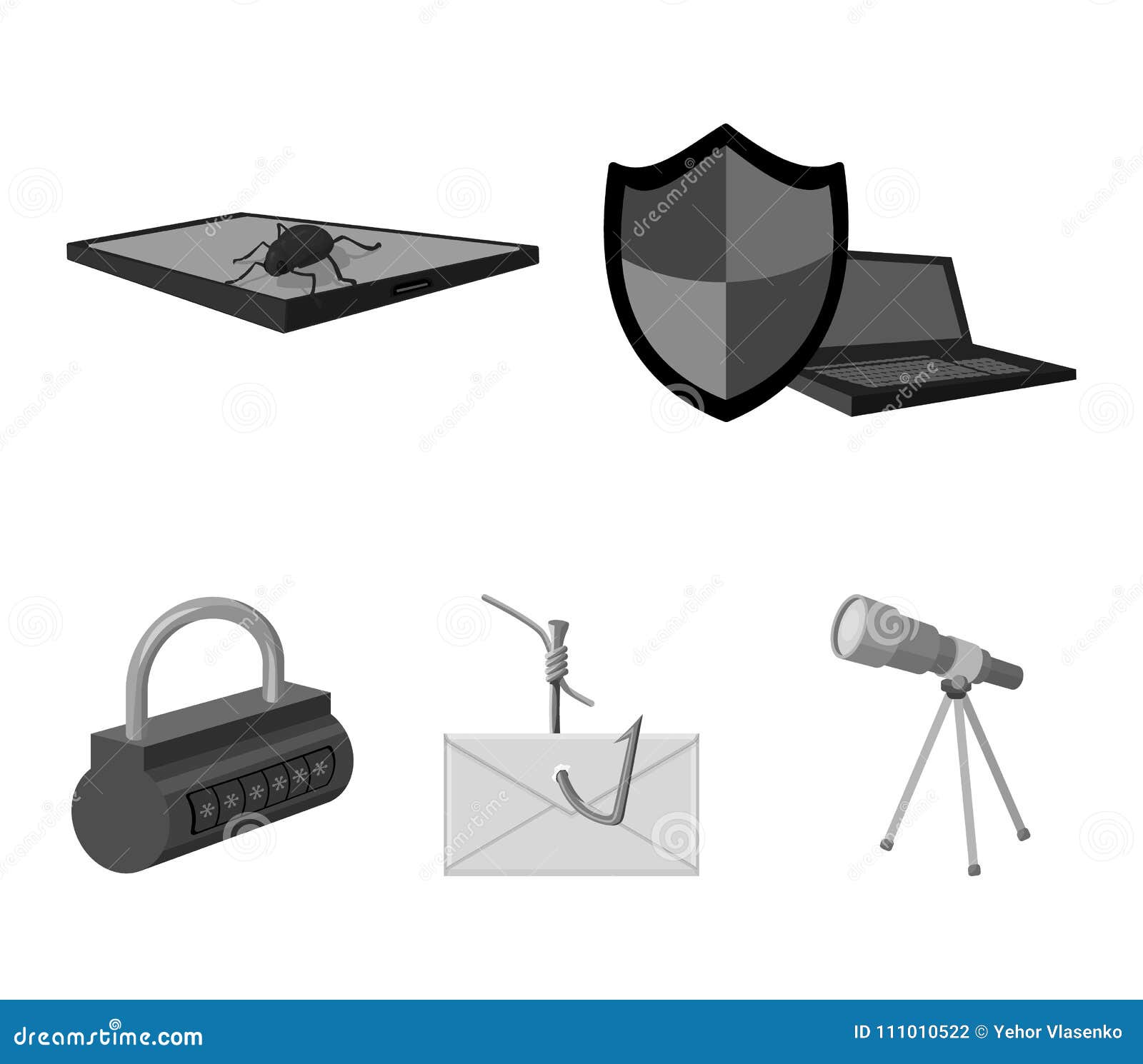 Hacker System Connection Hackers And Hacking Set Collection Icons In Monochrome Style Vector