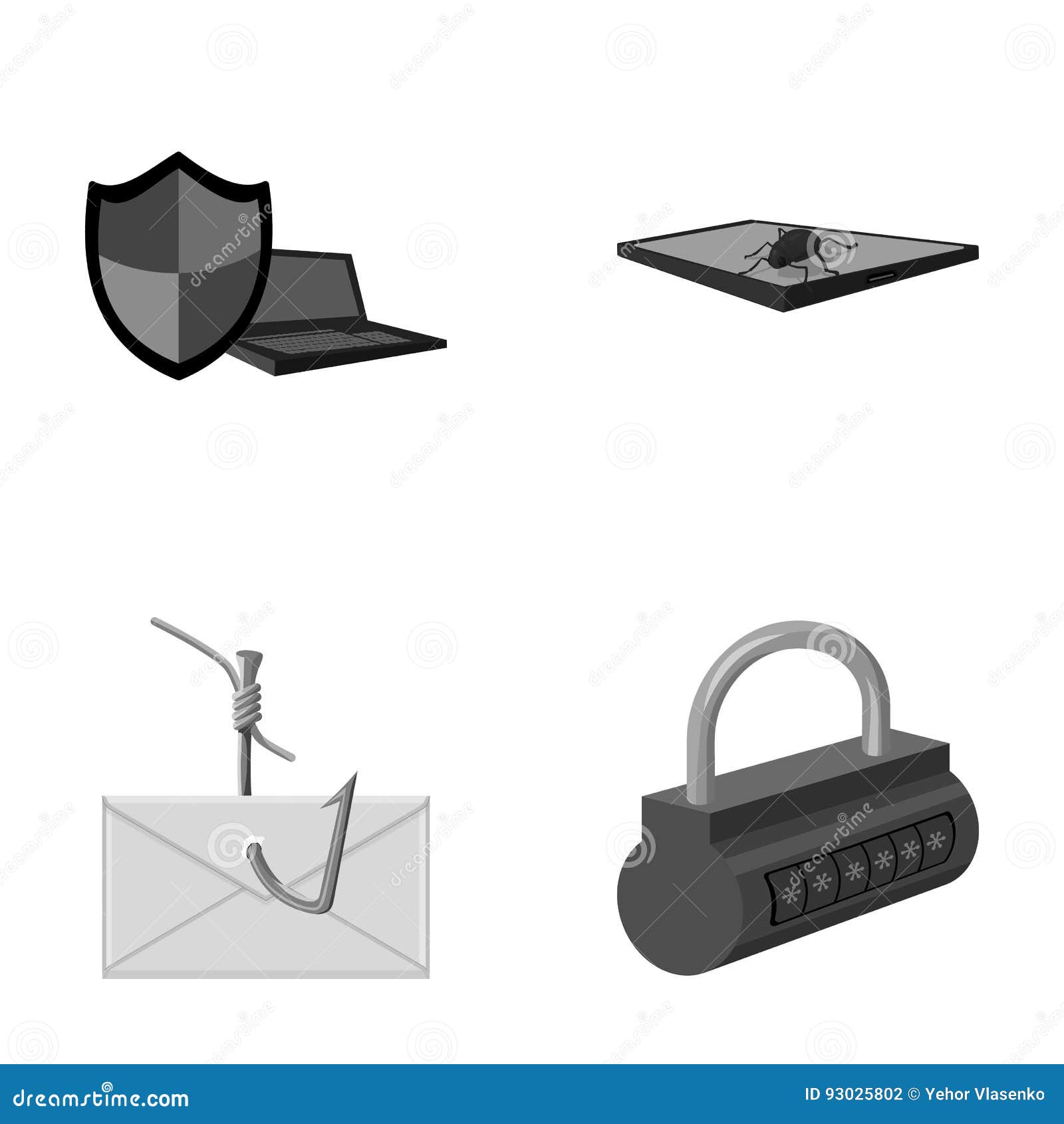Hacker System Connection Hackers And Hacking Set Collection Icons In Monochrome Style Vector