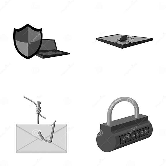 Hacker System Connection Hackers And Hacking Set Collection Icons In Monochrome Style Vector