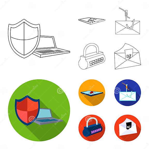 Hacker System Connection Hackers And Hacking Set Collection Icons In Outline Flat Style