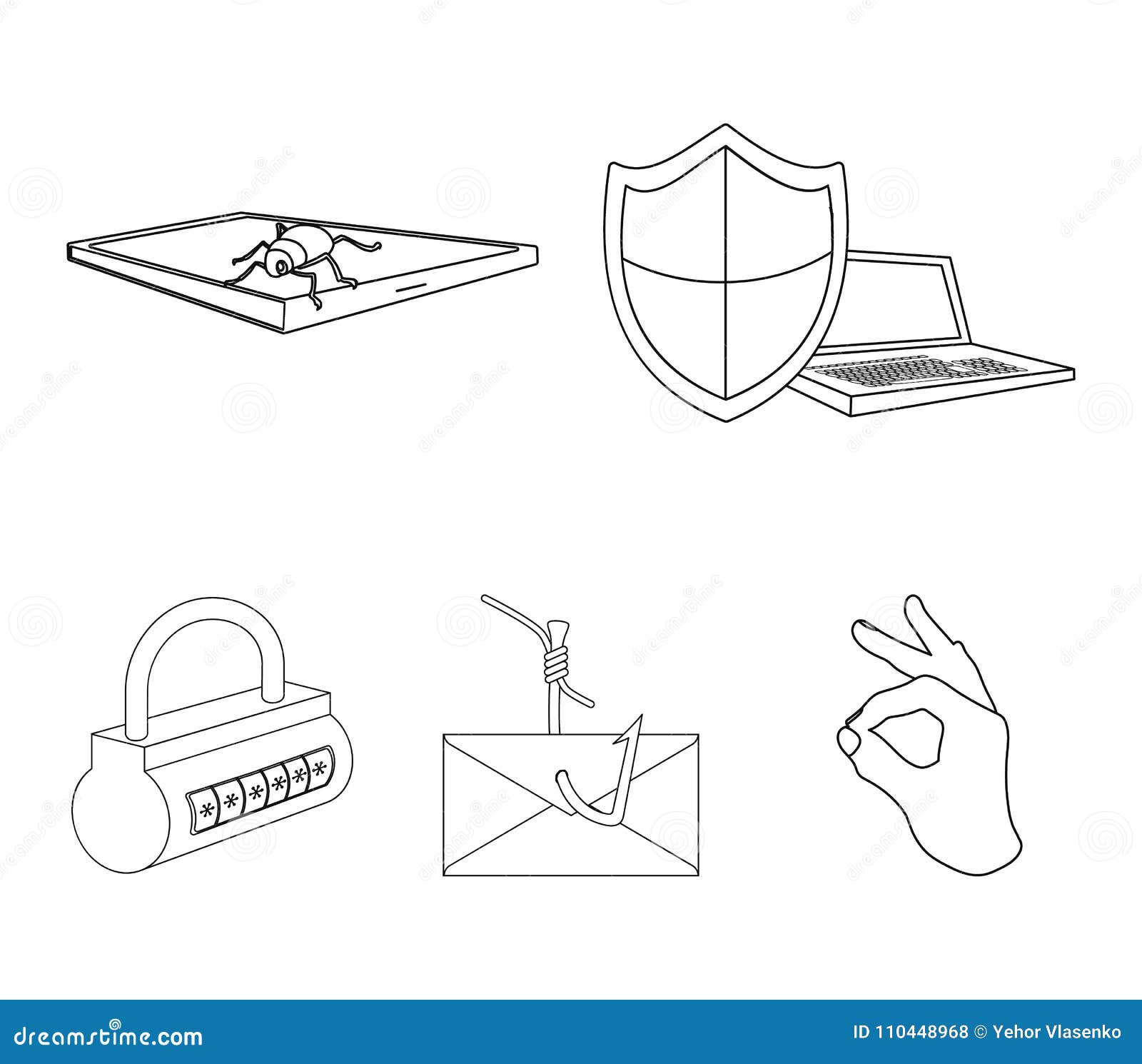 Hacker System Connection Hackers And Hacking Set Collection Icons In Outline Style Vector