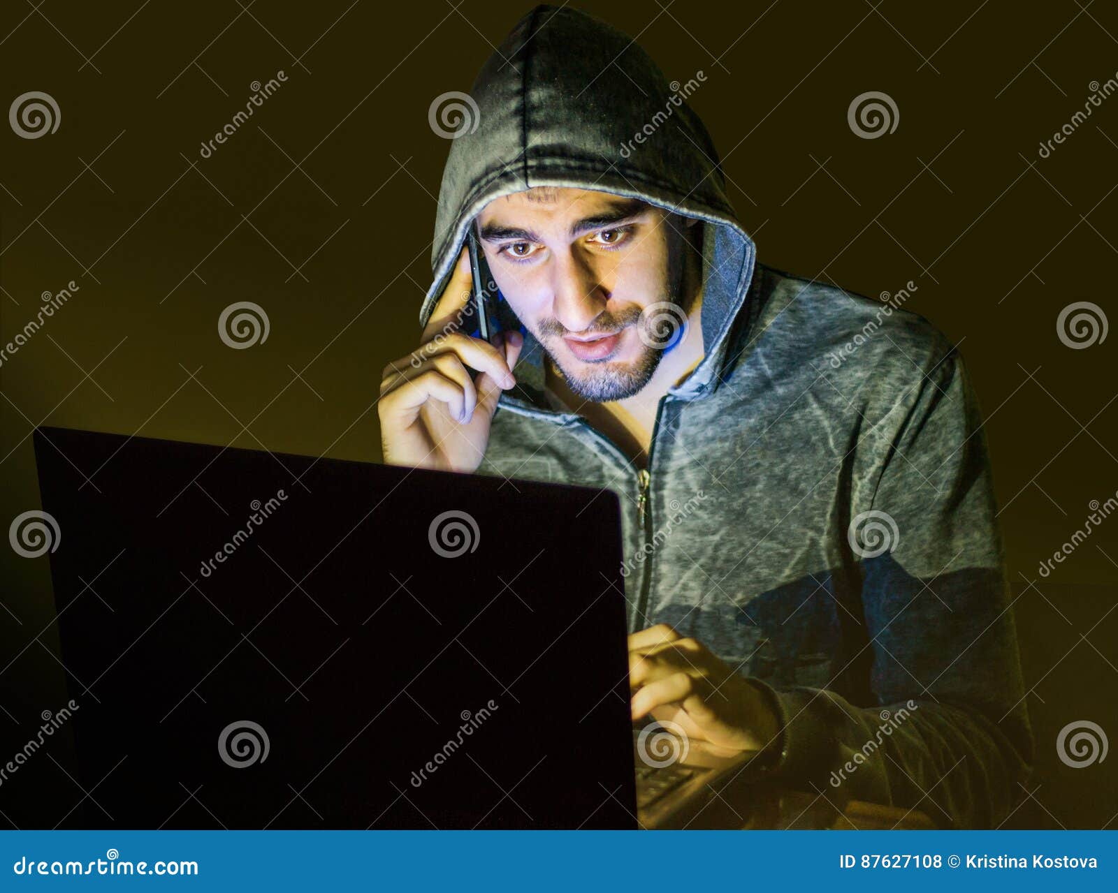 Hacker Talking on the Phone Stock Photo - Image of information, dude ...