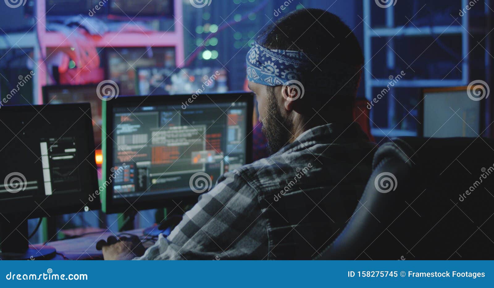 Hacker Team Working in a Basement Stock Image - Image of hackers ...