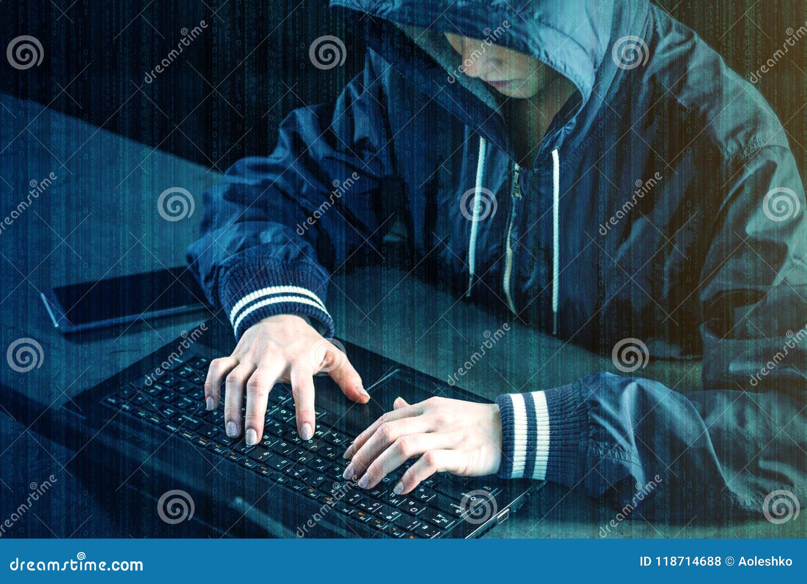 Hacker Teen Uses a Laptop To Hack the System. Creation and Infection of ...