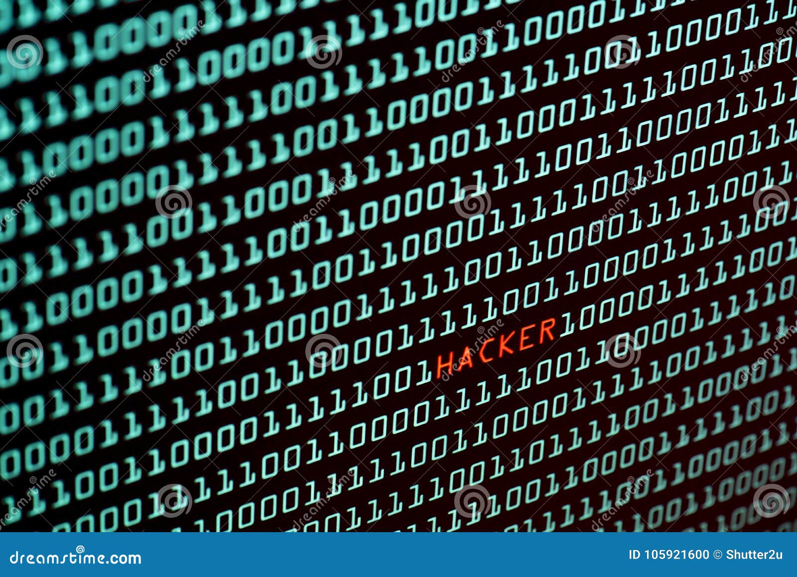Hacker Text and Binary Code Concept from the Desktop Screen, Selective ...