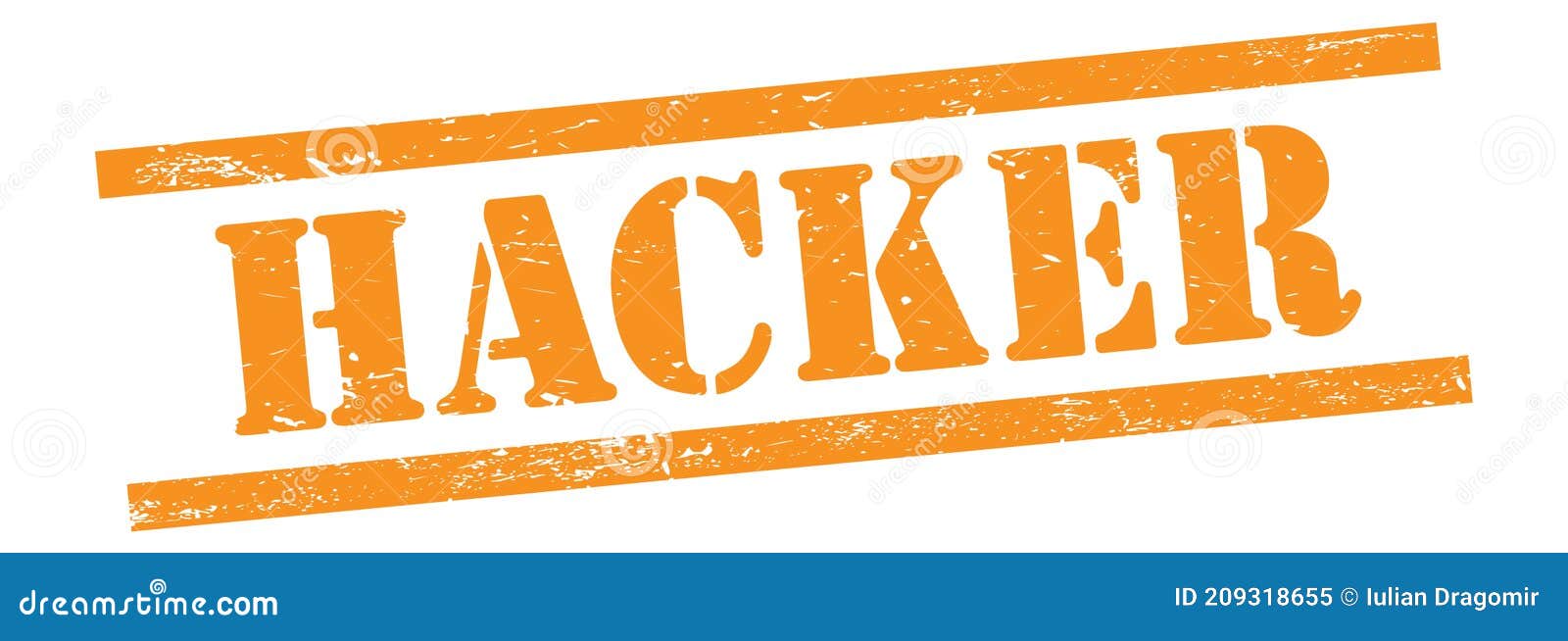 HACKER Text on Orange Grungy Lines Stamp Stock Illustration ...