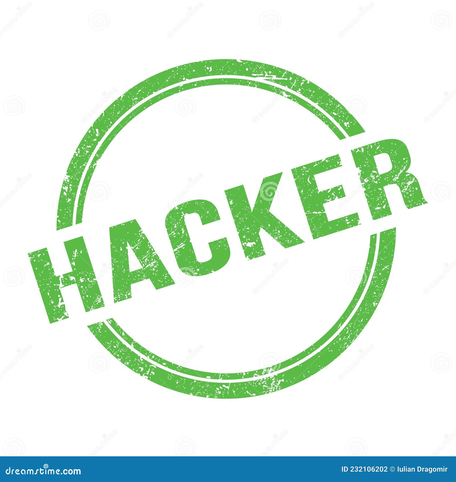 HACKER Text Written on Green Grungy Round Stamp Stock Illustration ...