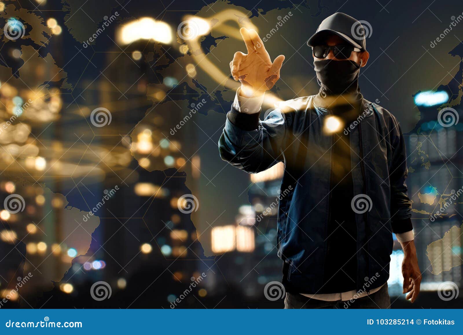 Hacker Touching Computer Screen To Hack Stock Photo - Image of data ...