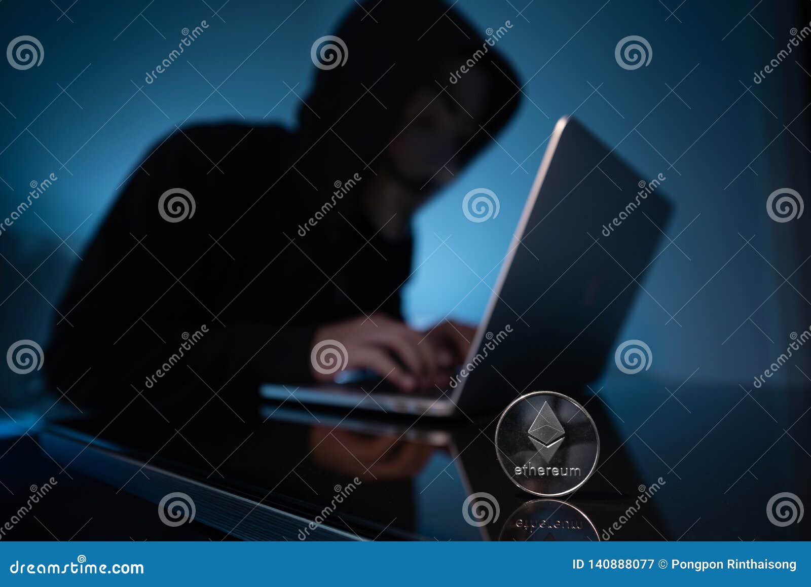 Hacker Try To Hack Ethereum Blockchain System Editorial Photography ...