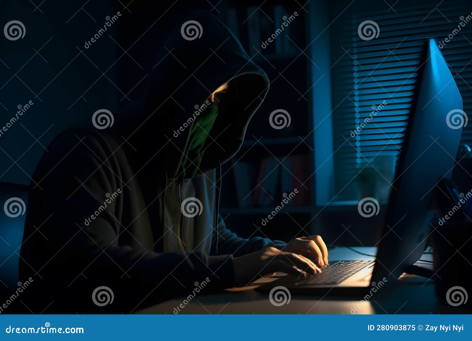 Hacker Typing Computer. Concept of Cybercrime, Cyberattack, Dark Web ...