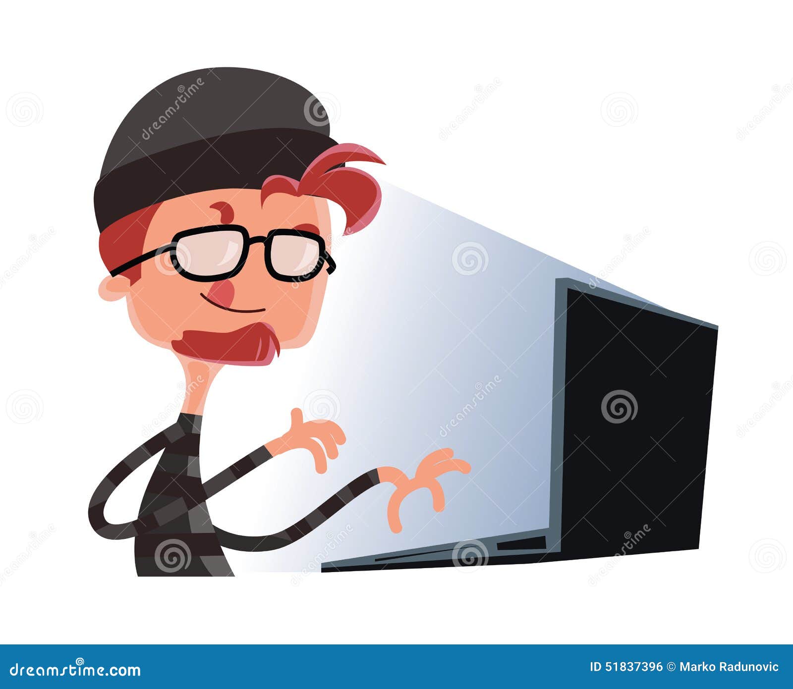 Hacker Typing On A Computer Illustration Cartoon Character Stock