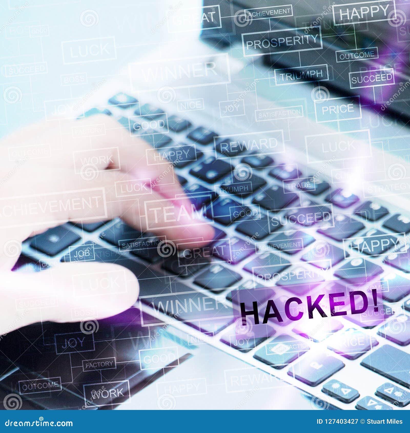 Hacker Typing Hacked Data Alert 3d Illustration Stock Illustration ...