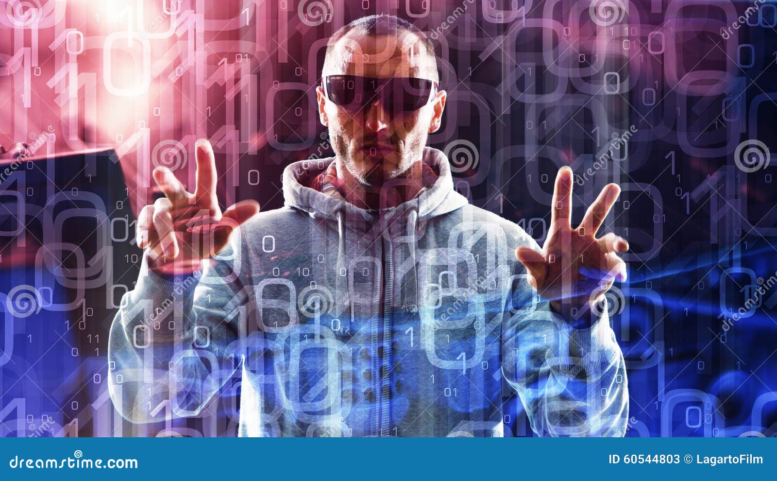 Hacker Typing On Holographic Keyboard Stock Image Image Of Hacker