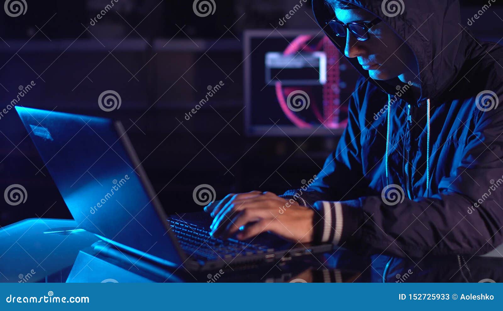 Hacker Typing Program Code While Committing A Cybercrime Hacking A