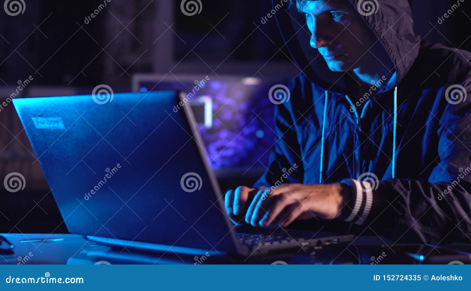 Hacker Typing Program Code While Committing A Cybercrime Hacking A
