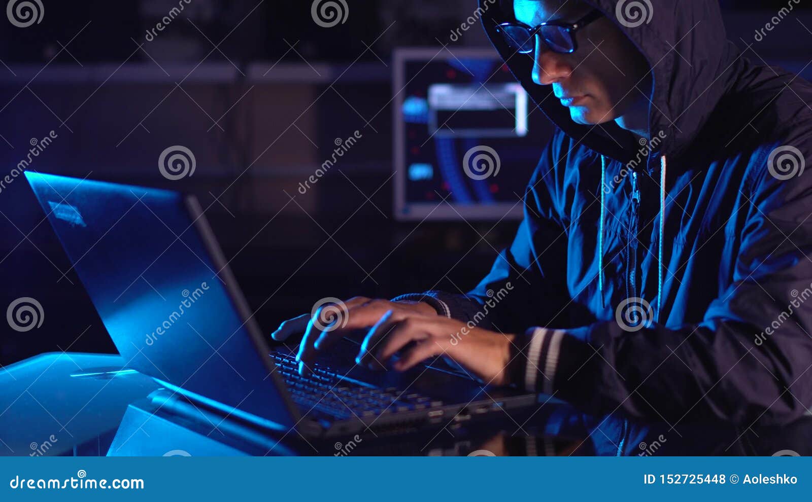 Hacker Typing Program Code While Committing A Cybercrime Hacking A