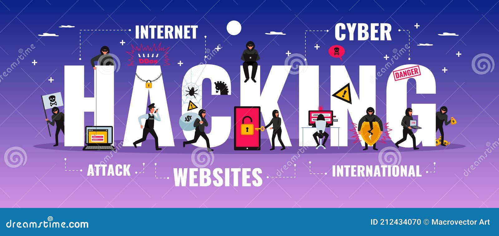 Hacker Typography Banner stock vector. Illustration of design - 212434070