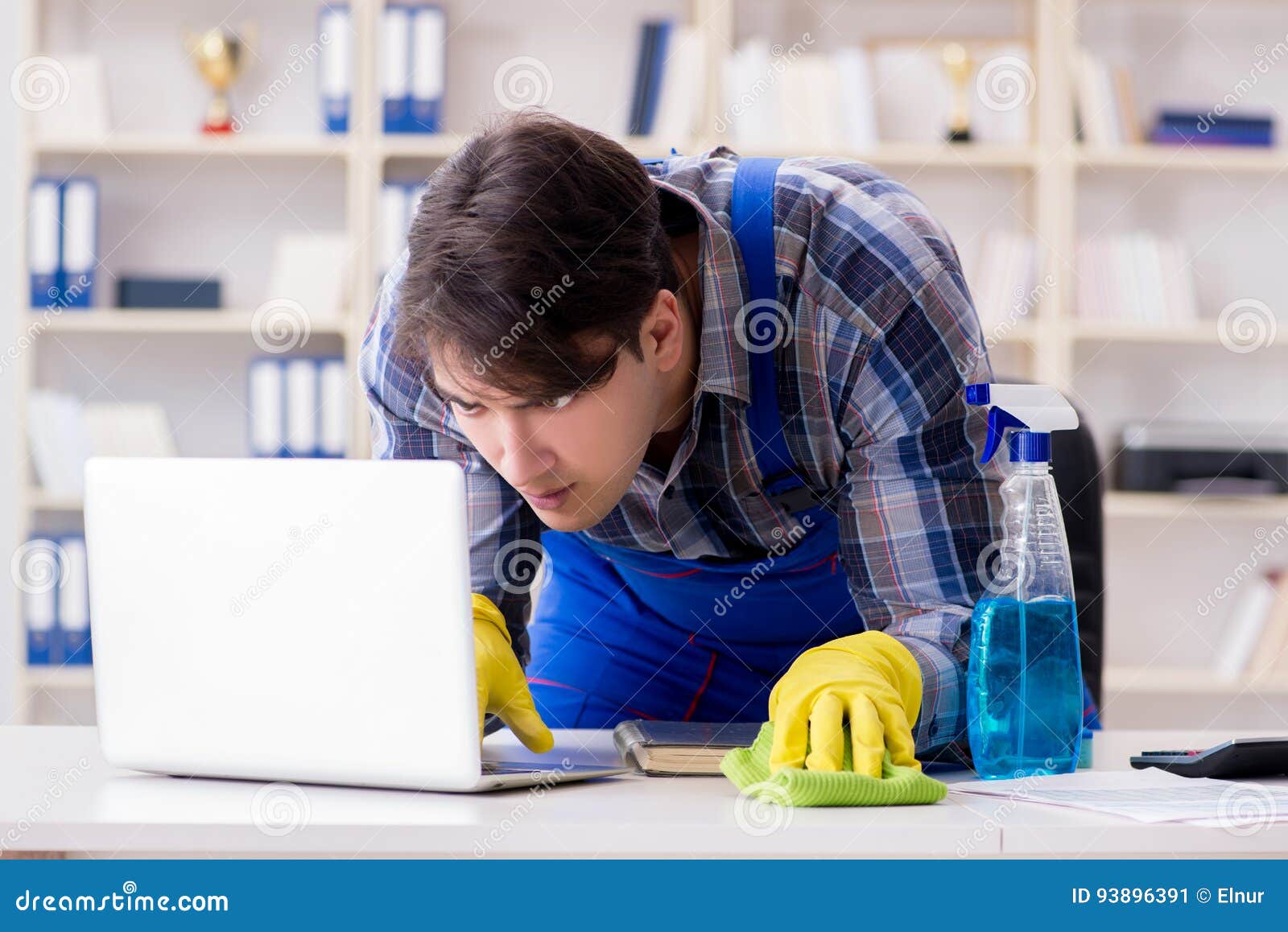 The Hacker Under Cleaner Cover Stealing Personal Data Stock Image ...