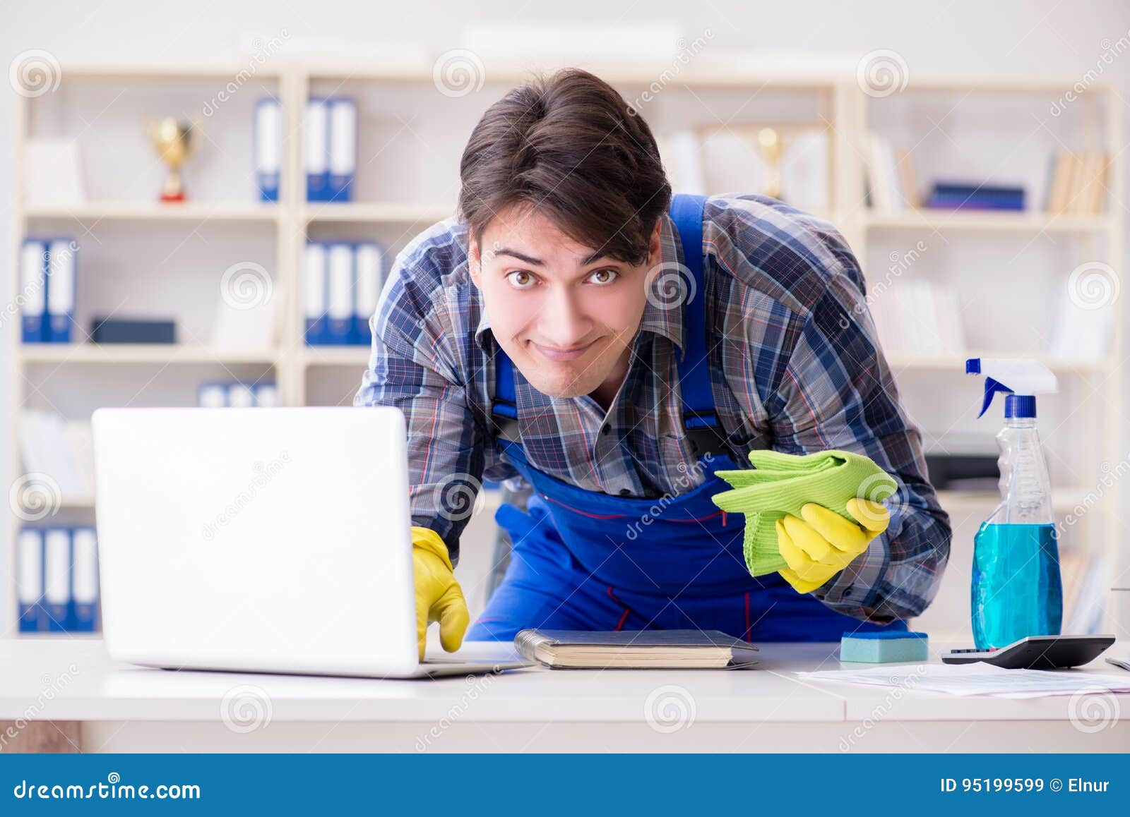 The Hacker Under Cleaner Cover Stealing Personal Data Stock Image ...