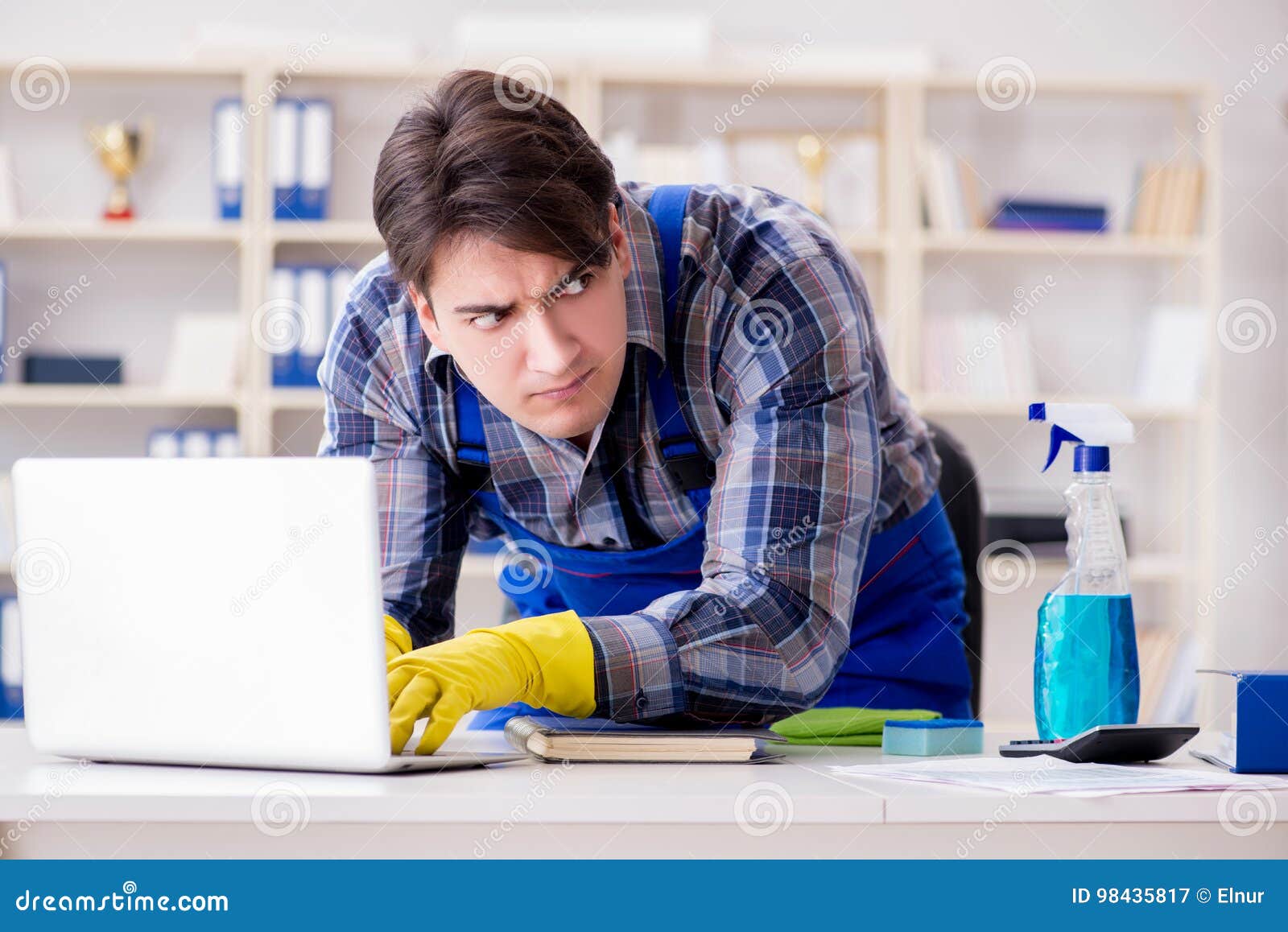The Hacker Under Cleaner Cover Stealing Personal Data Stock Image ...