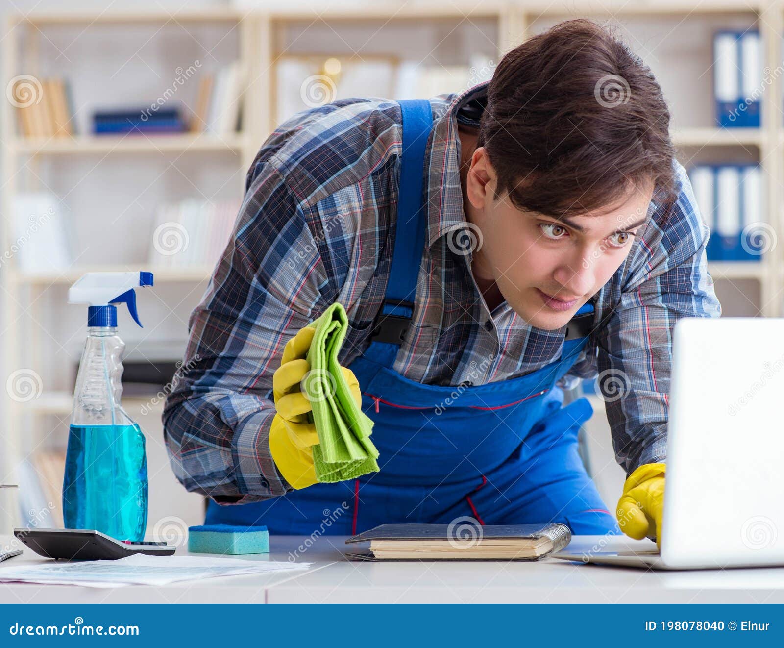 Hacker Under Cleaner Cover Stealing Personal Data Stock Photo - Image ...