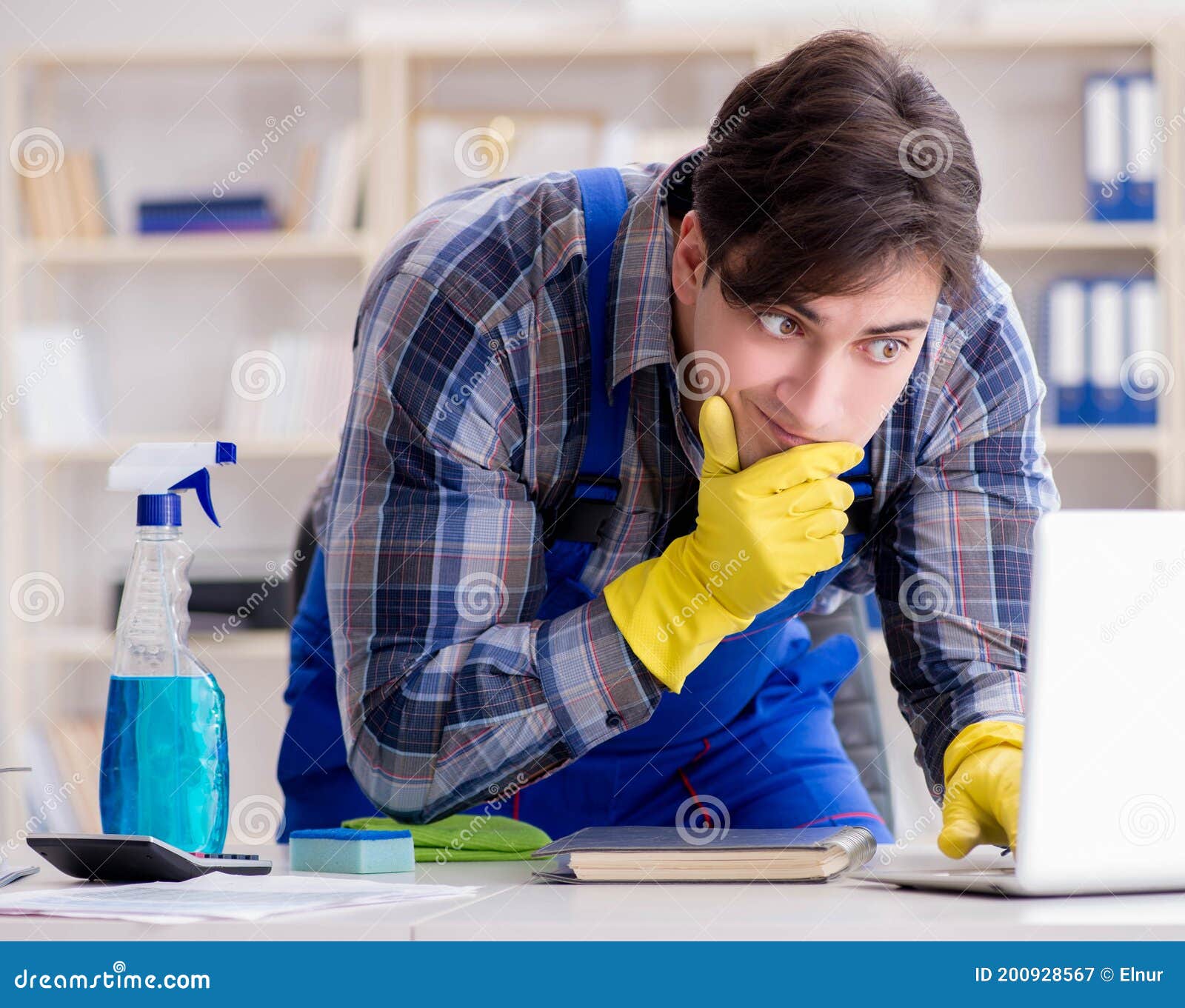 The Hacker Under Cleaner Cover Stealing Personal Data Stock Image ...