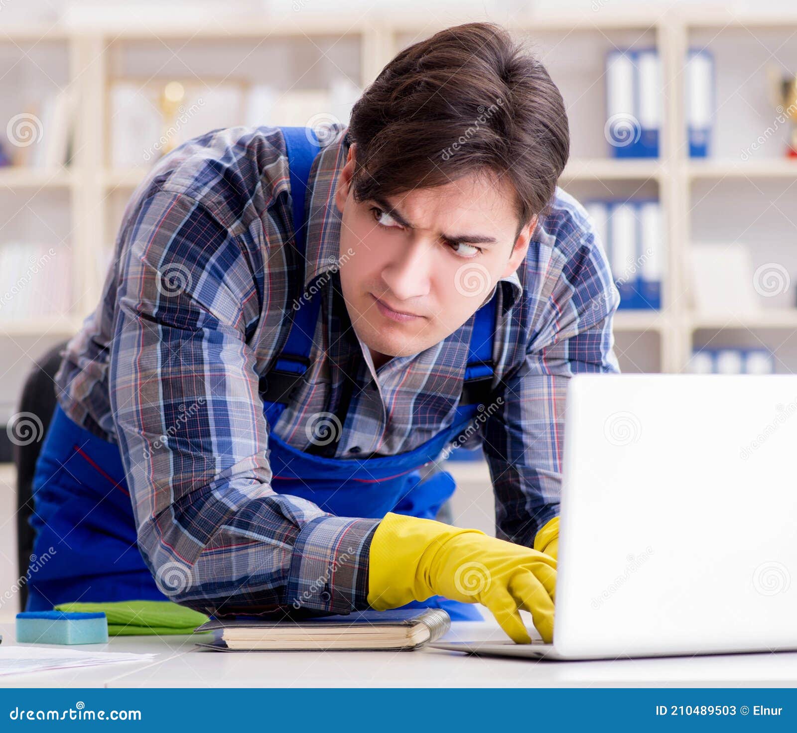 Hacker Under Cleaner Cover Stealing Personal Data Stock Image - Image ...