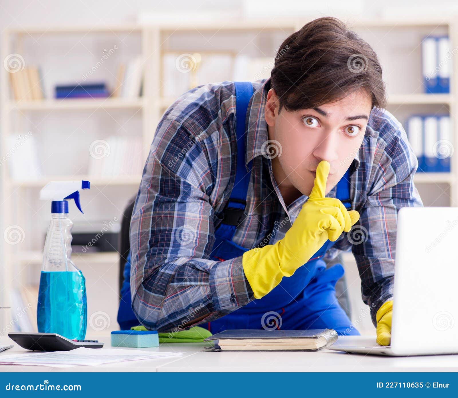 Hacker Under Cleaner Cover Stealing Personal Data Stock Image - Image ...