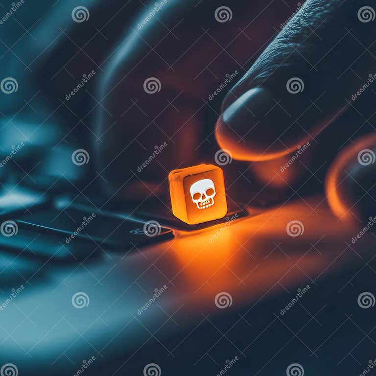 A Hacker with a USB Drive Featuring a Skull Symbol is Preparing To ...