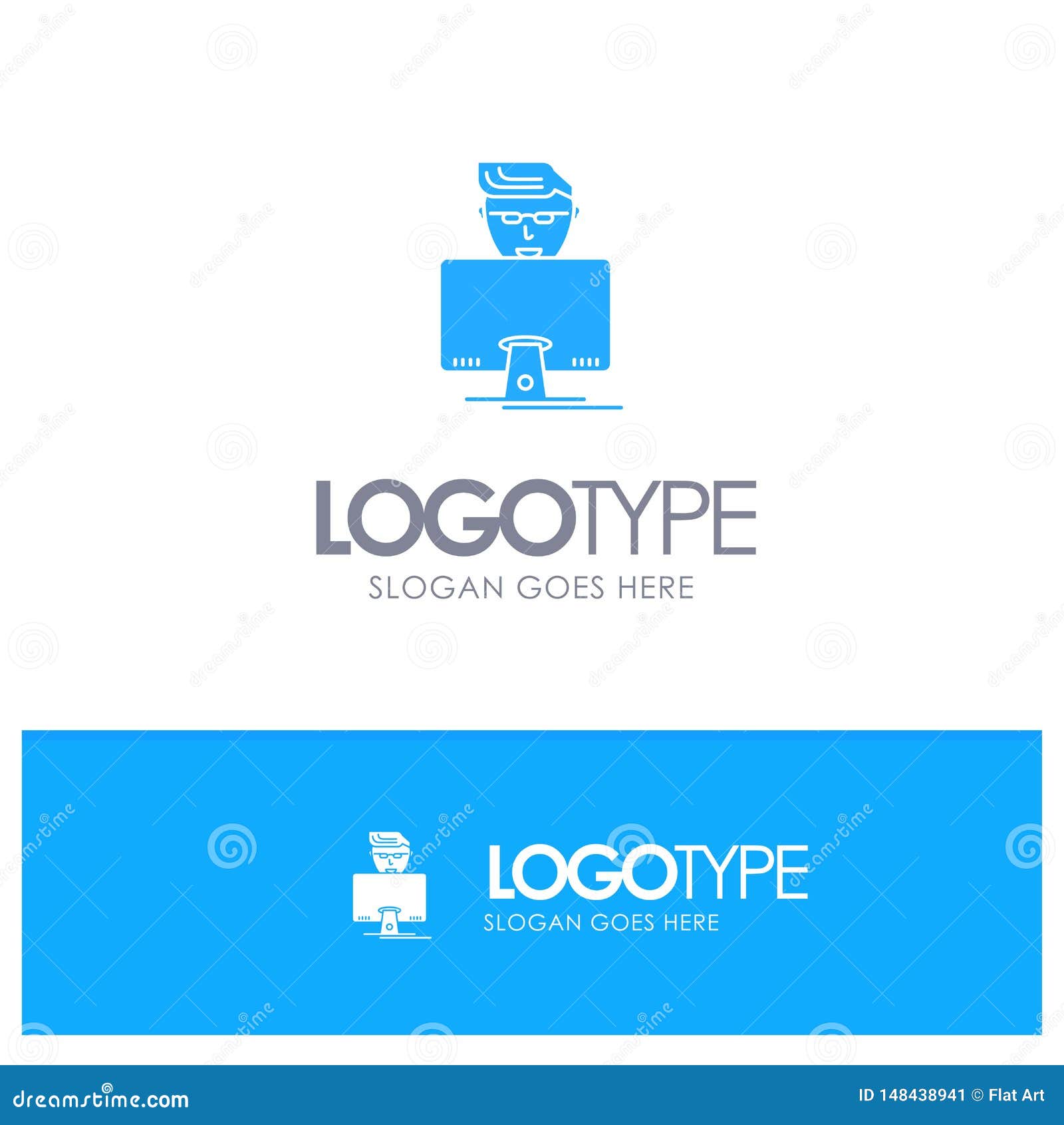 Hacker, User, Gamer, Programmer Blue Solid Logo with Place for Tagline ...