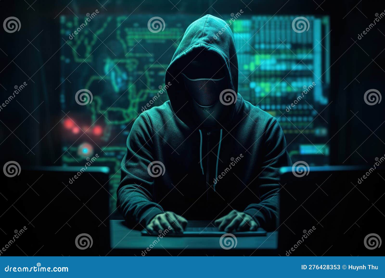 Hacker Using Abstract Laptop With Binary Code Digital Interface Cyber War Hacking And Malware