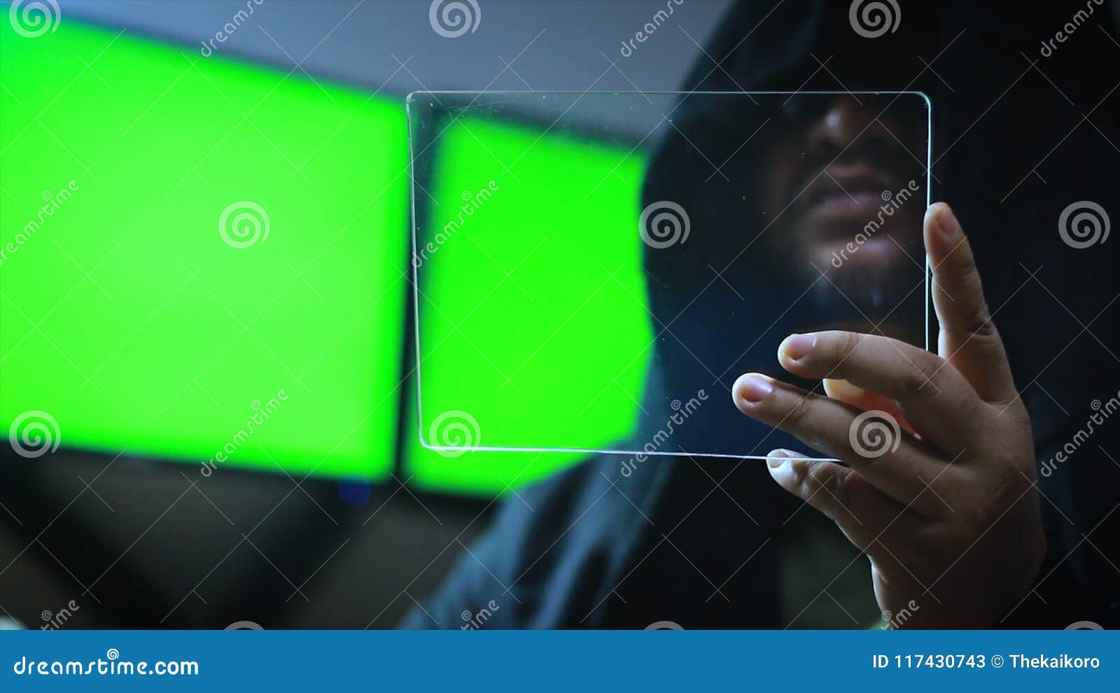 Hacker Using Clear Tablet With Hud Panel And Code Graph Bar Data Stock Video Video Of Binary