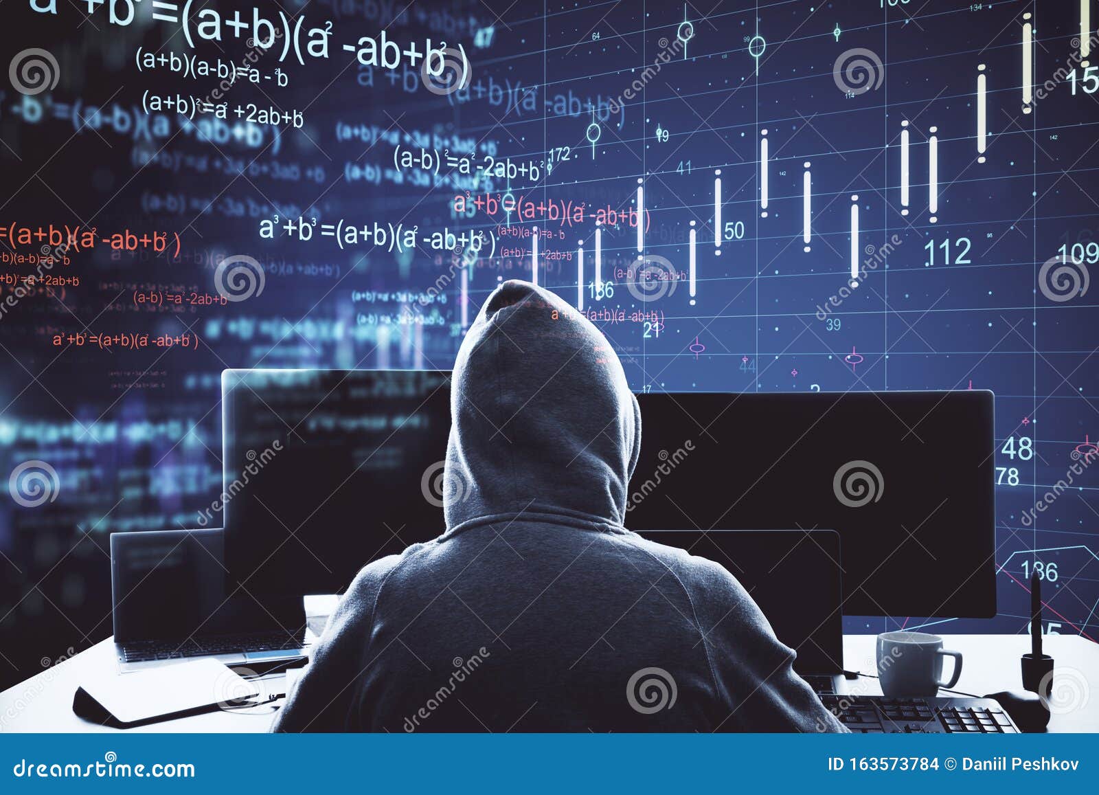 Hacker Using Computer with Big Data Stock Photo - Image of malware ...