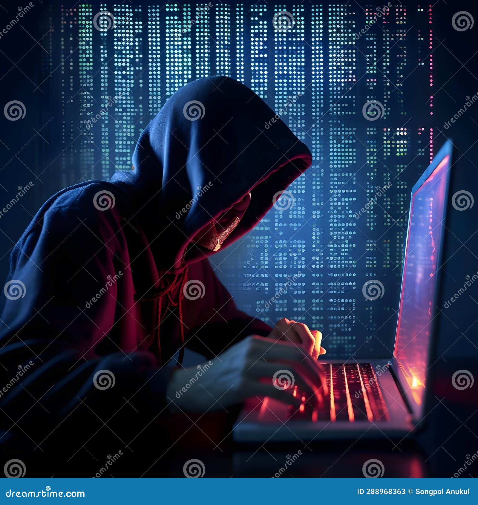 Hacker Using Computer In Dark Room Computer Security And Hacking Concept Generative Ai Stock