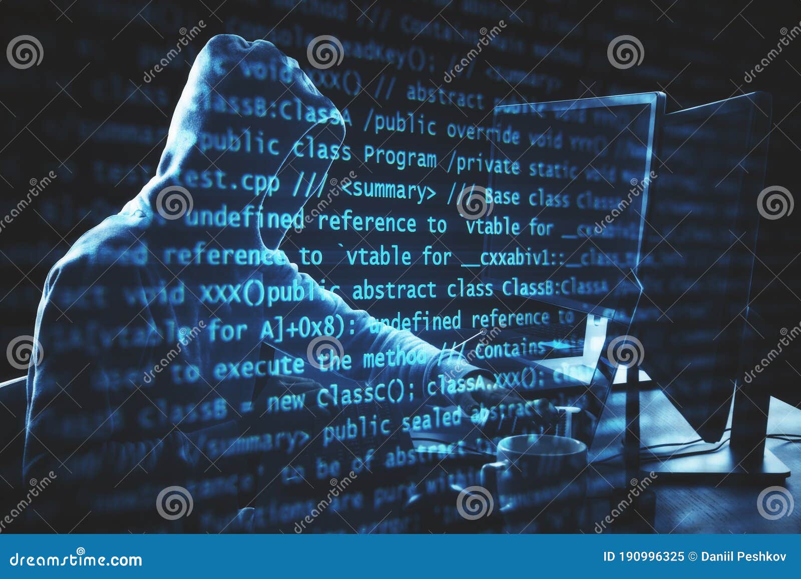 Hacker Using Computer With Programming Code Stock Image Image Of Keyboard Internet 190996325