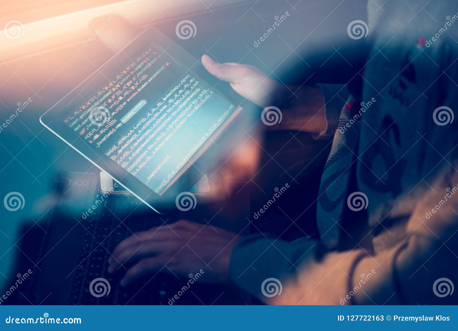 Hacker Using Computer, Smartphone and Coding To Steal Password a Stock Image - Image of ...