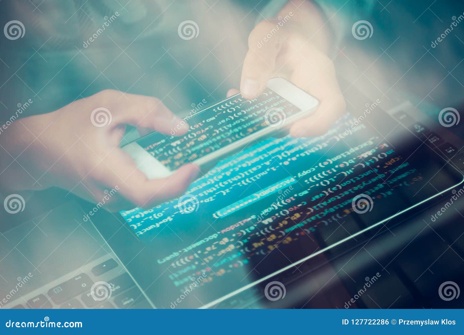 Hacker Using Computer, Smartphone and Coding To Steal Password a Stock Photo - Image of fraud ...