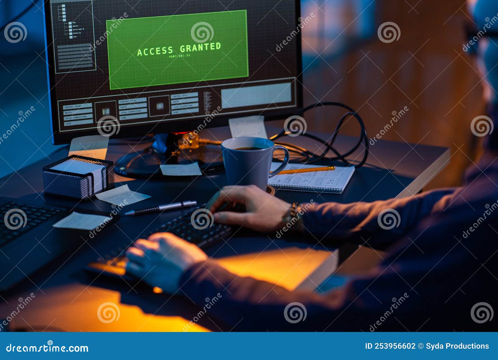 Hacker Using Computer Virus for Cyber Attack Stock Photo - Image of ...
