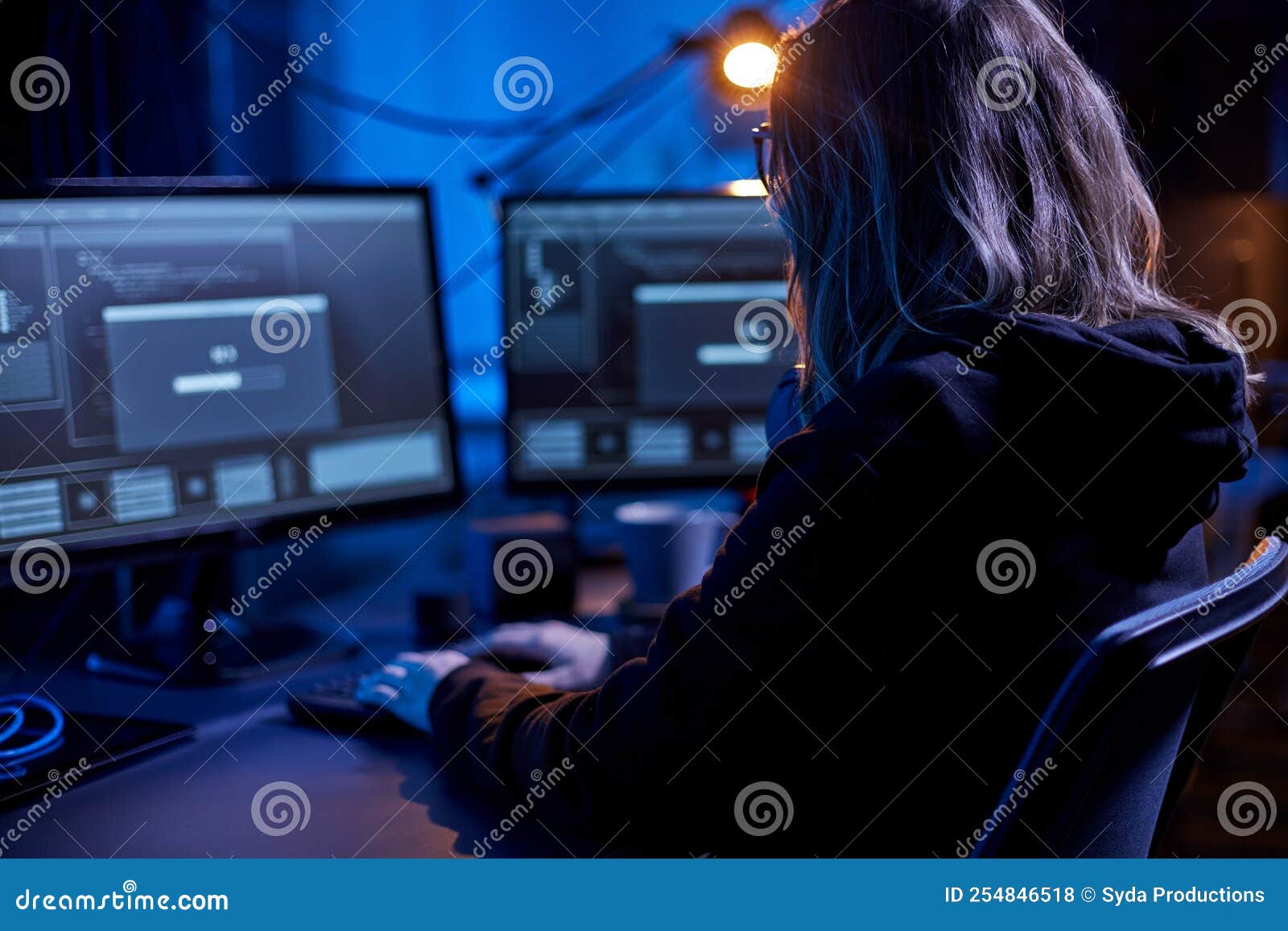 Hacker Using Computer Virus for Cyber Attack Stock Photo - Image of ...